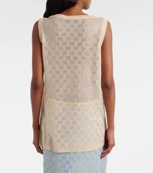 Gucci Gg Crystal Silk Tank Top - Pink