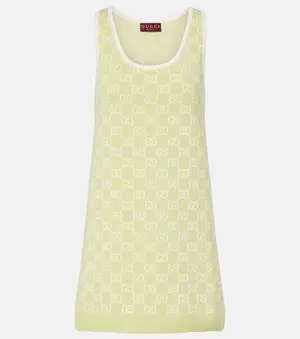 Gucci Gg Cotton Jacquard Mini Dress - Green