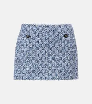 Gucci Gg Tweed Miniskirt - Blue