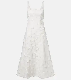 LEO LIN Embroidered Lace Midi Dress