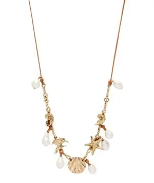 ALEMAIS Faux Pearl Embellished Charm Necklace - Multicoloured