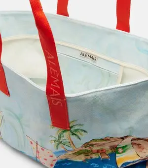 ALEMAIS Printed Cotton Canvas Tote Bag