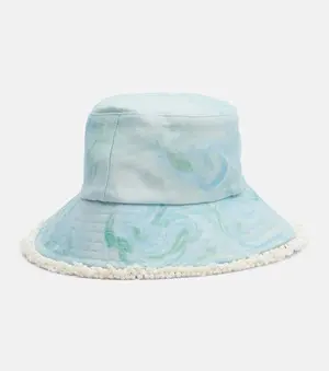 ALEMAIS Alémais Printed Linen Bucket Hat - Blue