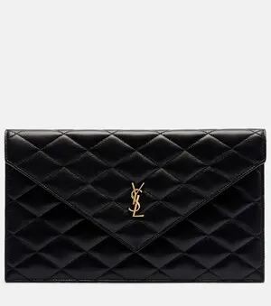 Saint Laurent Cassandre Quilted Leather Pouch Black