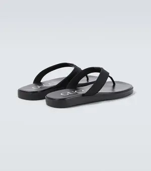 Gucci Logo Canvas And Leather Thong Sandals