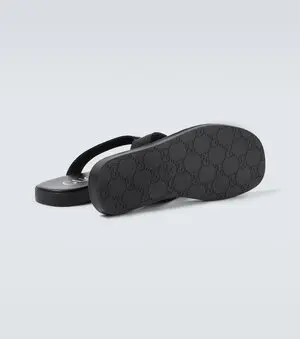 Gucci Logo Canvas And Leather Thong Sandals