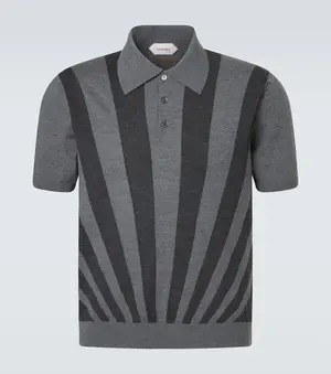 Versace Intarsia Virgin Wool Polo Sweater