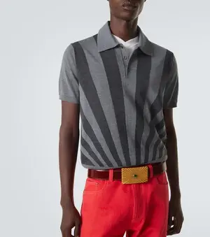 Versace Intarsia Virgin Wool Polo Sweater