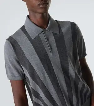 Versace Intarsia Virgin Wool Polo Sweater