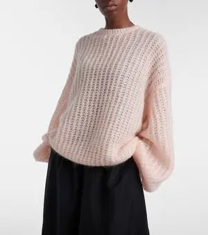 TOTEME Open-knit Mohair-blend Oversized Sweater - Pink