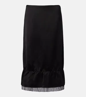 TOTEME Gauze-trimmed Satin Midi Skirt - Black