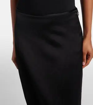 TOTEME Gauze-trimmed Satin Midi Skirt - Black