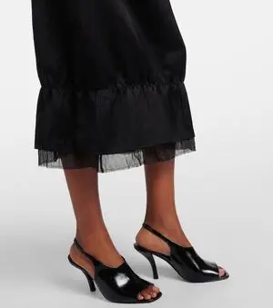 TOTEME Gauze-trimmed Satin Midi Skirt - Black