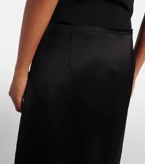 TOTEME Gauze-trimmed Satin Midi Skirt - Black