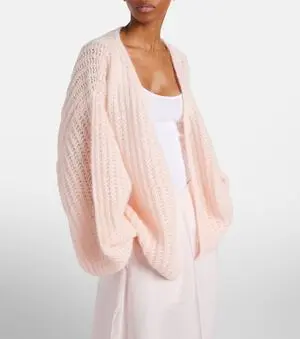 TOTEME Open-knit Mohair-blend Cardigan - Pink