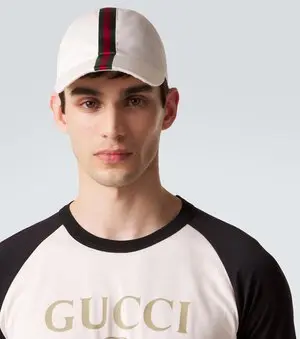 Gucci Web Stripe Baseball Cap - White