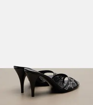 Gucci Erin Gg Embellished Leather-trimmed Mules - Black