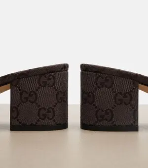 Gucci Horsebit Gg Canvas Mules - Brown