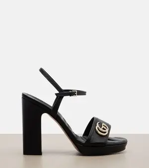 Gucci Marmont Gg Leather Platform Sandals - Black