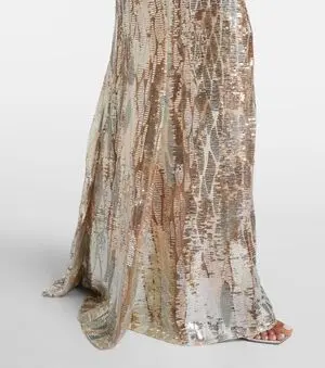 Elie Saab Sequined Silk-blend Gown