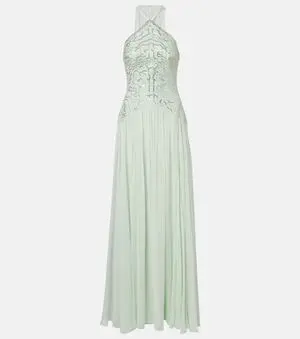 Elie Saab Sequined Silk-blend Gown - Green