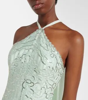 Elie Saab Sequined Silk-blend Gown - Green
