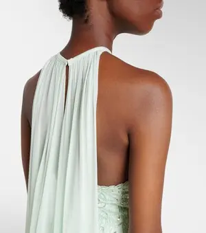 Elie Saab Sequined Silk-blend Gown - Green
