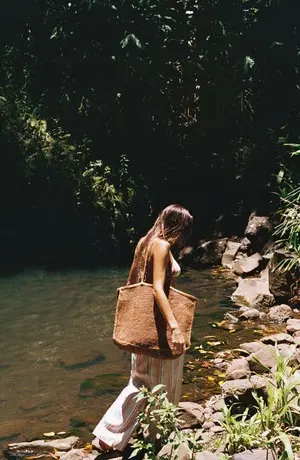 Vitamin A® Amani Raffia Tote - Caramel