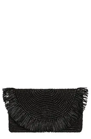Vitamin A® Palma Raffia Clutch - Black