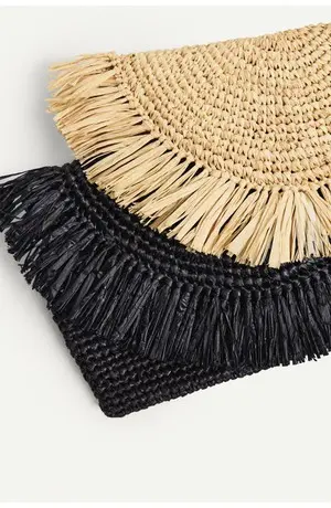 Vitamin A® Palma Raffia Clutch - Black