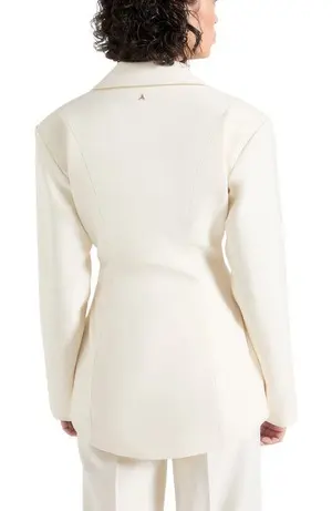 Manière De Voir Wide Shoulder Cinch Waist Blazer