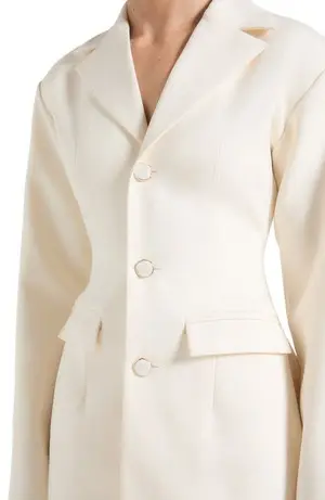 Manière De Voir Wide Shoulder Cinch Waist Blazer