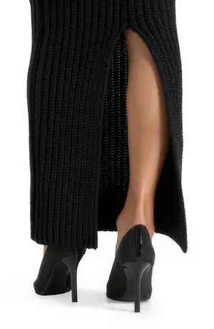 Manière De Voir Lyra Knit Maxi Skirt With Foldover - Black