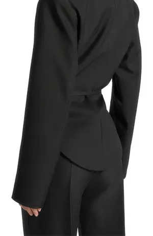 Manière De Voir Yuna Plunge Tailored Blazer With Belt