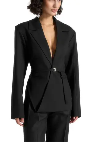 Manière De Voir Yuna Plunge Tailored Blazer With Belt