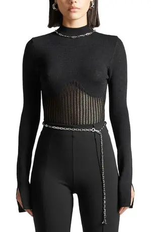 Manière De Voir Contour Knit Bodysuit With Chain