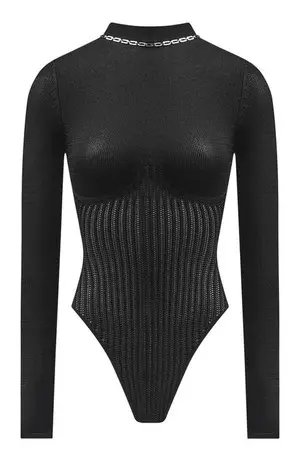 Manière De Voir Contour Knit Bodysuit With Chain
