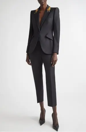 Alexander McQueen Wool Cigarette Trousers - Black