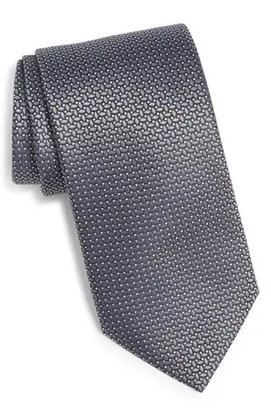 Canali Patterned Silk Tie - Grey
