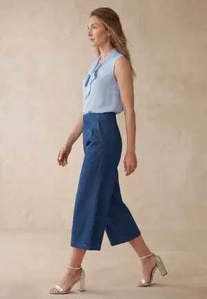 JESSICA LONDON Sculpt Fit Wide Leg Crop Jeans