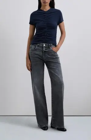 SCALPERS Gathered Slim Fit Tee - Navy