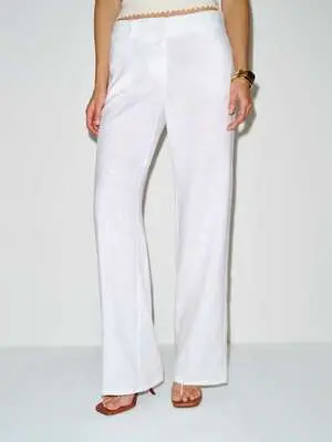 REFORMATION Gisele Low Rise Linen Pant - Ivory