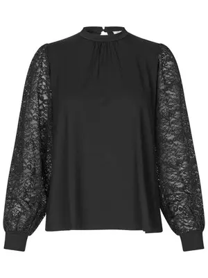 MASAI COPENHAGEN Mabravoria High Neck Lace Sleeve Blouse