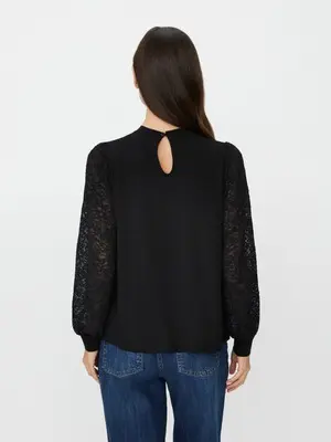 MASAI COPENHAGEN Mabravoria High Neck Lace Sleeve Blouse