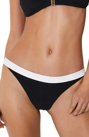 REISS Abby Bikini Bottom - Black/ivory