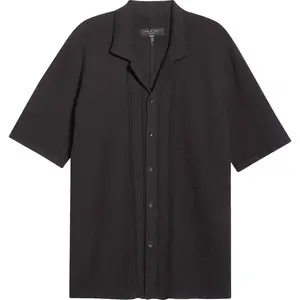 Rag & Bone Zuma Short Sleeve Ottoman Stitch Camp Shirt - Black