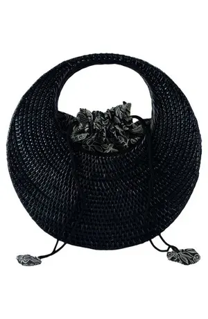 JELAVU Felicita Rattan Shoulder Bag - Black