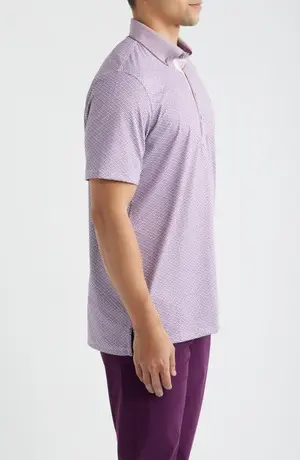 Greyson Guardian Geo Print Performance Button-down Golf Polo