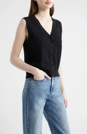 MAVI Cotton Tricot Sweater Vest - Black