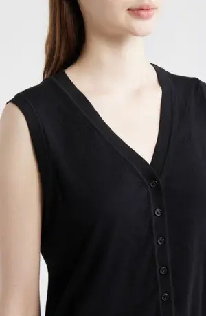 MAVI Cotton Tricot Sweater Vest - Black